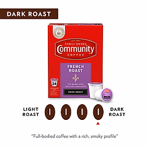Community Coffee French Roast 24 Count Coffee Pods, Extra Dark Roast, Compatible with Keurig 2.0 K-cup Brewers, 24 Count (Pack of 1)