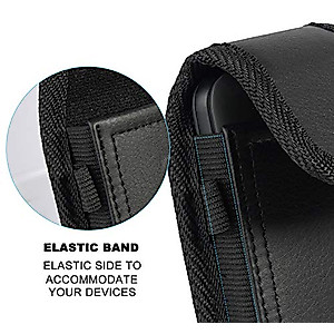 Flip Phone Case, Nakedcellphone Black Vegan Leather Vertical Pouch [with Belt Loop, Metal Clip, Magnetic Closure] for Alcatel Go Flip V, MyFlip, TCL Flip Pro Classic, Cingular Flip 4, Nokia 2720 2760