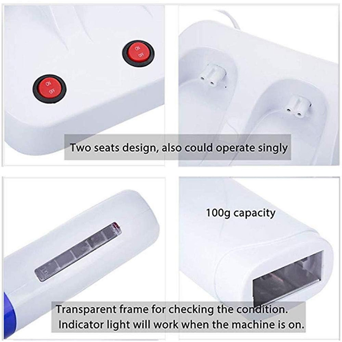 Wax Warmer for Hair Removal Double Depilatory Roll On Wax Heater Electric Home Waxing Machine for Women Men AC110V 40W (Blue)