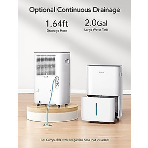 Govee Life Smart Dehumidifier for Basement 4,500 Sq.Ft, 50 to 109 Pint Auto Humidity Control Dehumidifier, Drain Hose, 2.0Gal Bucket, Energy Star Most Efficient 2023, WiFi Dehumidifiers for Large Room
