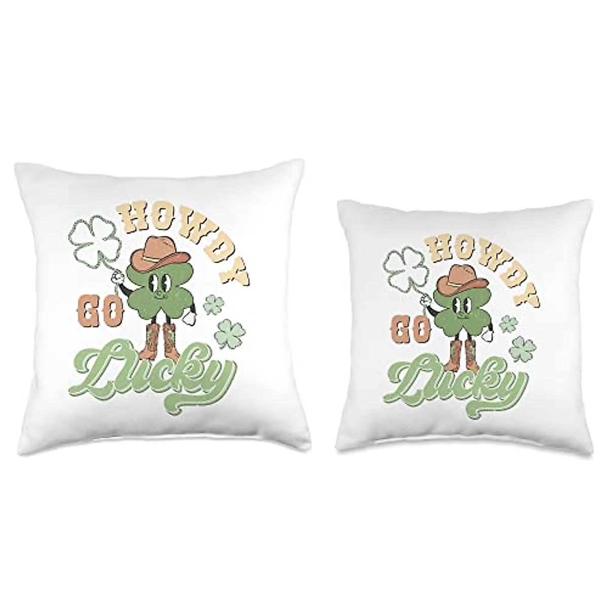 2023 St Patrick's Day Apparel Clothing Western Patrick's Day Cute St Pattys Clover Country Music Throw Pillow, 16x16, Multicolor