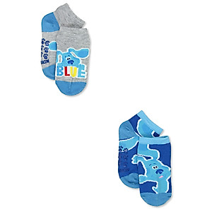Nickelodeon Blueâ€™s Clues & You Boyâ€™s Toddler 6 Pack Quarter Gripper Socks (Small (4-6), Grey)