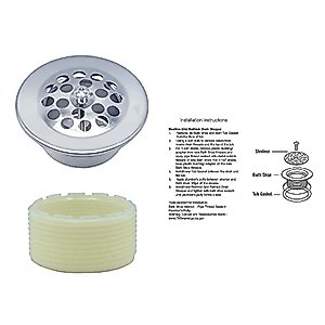 Gold-Hao-the-bathroom Beehive Grid Bathtub Drain with 1-1/4 Inch Fine Thread and 1-1/2 Inch Course Thread Bushing (Chrome)