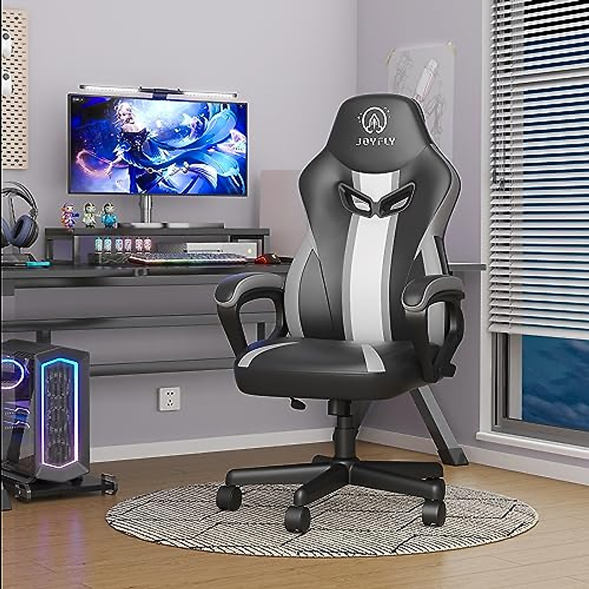JOYFLY Gaming Chair, Gamer Chair Racing Style Game for Adults Teens, Ergonomic PC with Lumbar Support, 300lbs（Black）