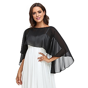 Pukguro Sheer Shawls and Wraps for Evening Chiffon Capes for Women Wedding Cover Up Black
