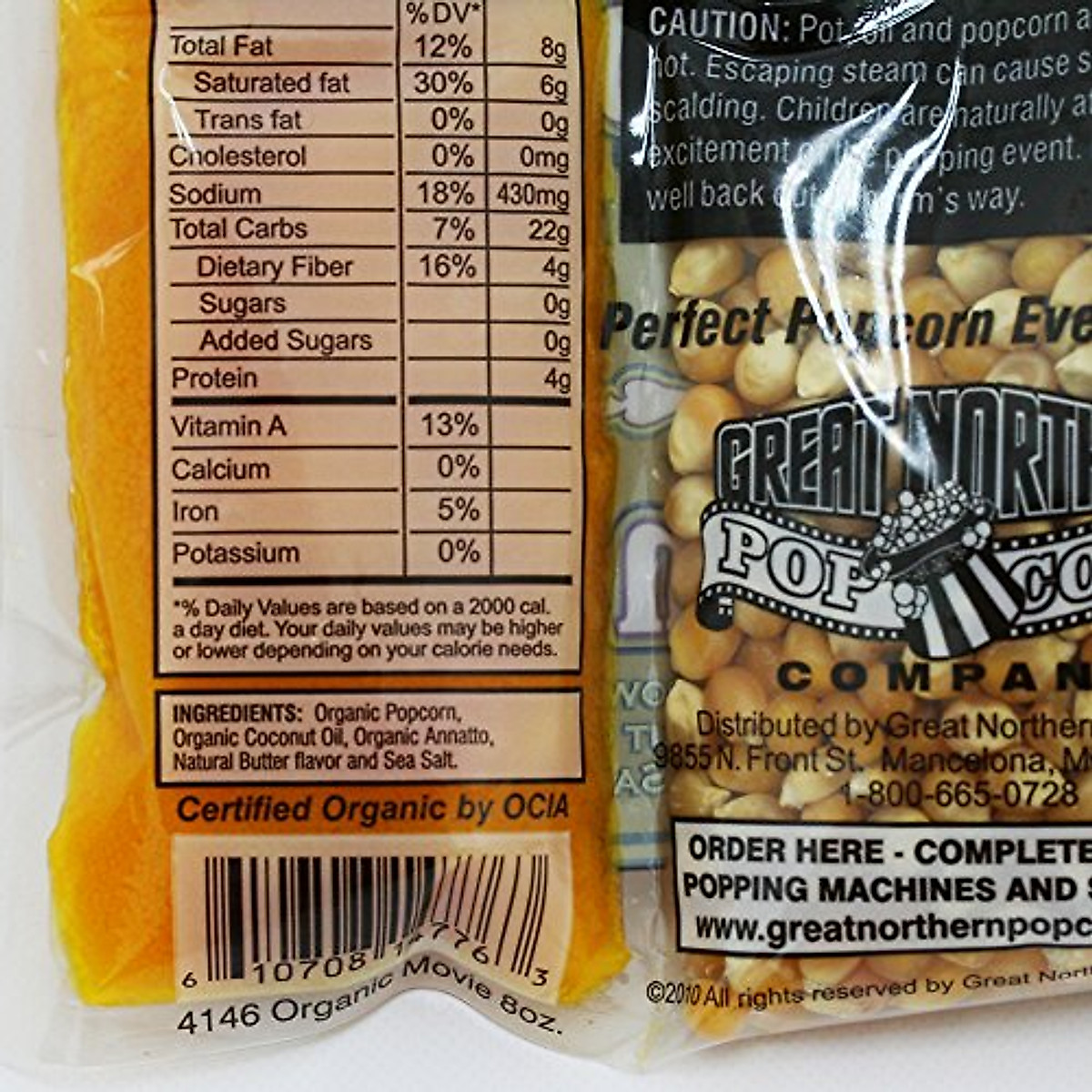 18-Count Organic Popcorn Packets - Pre-Measured 8-Ounce All-in-One Popping Machine Packs with Coconut Oil and Buttered Salt by Great Northern Popcorn