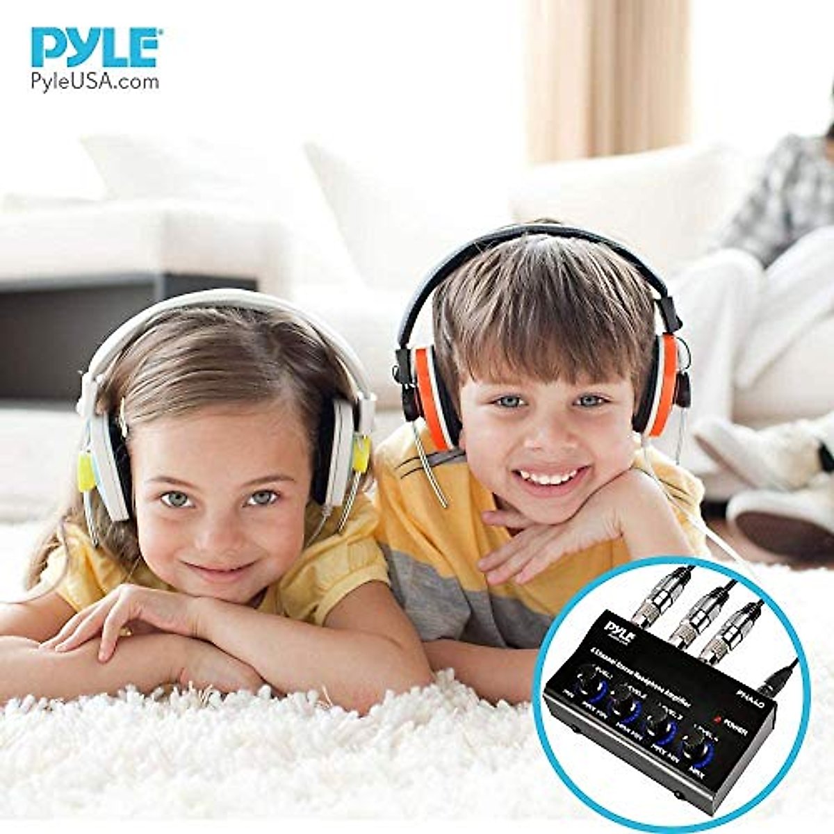PYLE-PRO 4-Channel Portable Stereo Headphone Amplifier-Professional Multi-Channel Mini Earphone Splitter Amp w/4 ¼” Balanced TRS Headphones Output Jack and 1/4' TRS Audio Input For Sound Mixer-PHA40.
