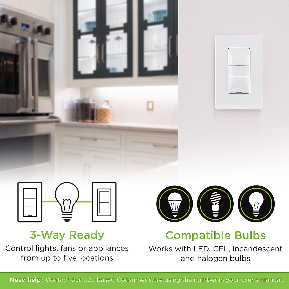 Enbrighten Z-Wave Plus Smart Motion Sensor Light Switch, On/Off, Vacancy / Occupancy Sensor, Includes White and Lt. Almond, Zwave Hub Required, Works with SmartThings, Wink, and Alexa, 26931