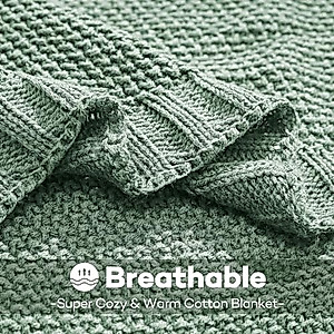Touchat Throw Blanket for Couch, Chunky Cable Knit Blanket Textured Throw Blanket, Thick Acrylic Blanket Super Cozy Warm Decorative Farmhouse Knitted Blankets for Bed Sofa Living Room(Sage, 50''x60'')