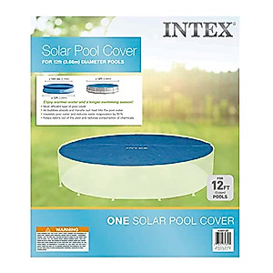 INTEX 28012E Solar Pool Cover: For 12ft Round Easy Set and Metal Frame Pools – Insulates Pool Water – Reduces Water Evaporation – Keeps Debris Out – Reduces Chemical Consumption