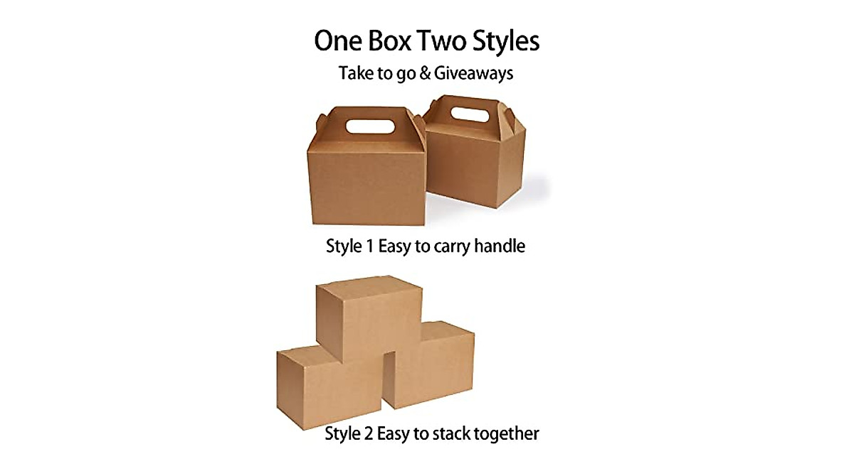 30 Kraft Brown Gable Lunch & Party Gift Boxes w/ Handles 9x6x6