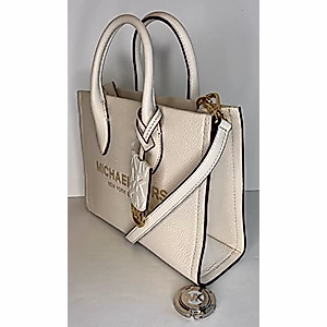 Michael Kors Mirella Small Shopper Top Zip Bag bundled SM TZ Coinpouch Purse Hook (LT Cream Multi/Vanilla PVC)