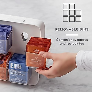 YouCopia TeaStand Tea Bag Organizer with Clear Removable Bins, Cabinet or Pantry Storage Caddy, 120-Bag