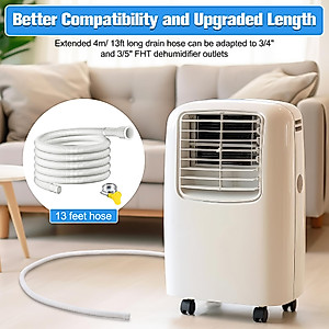 Saillong Patent Pending Dehumidifier Drain Hose, Flexible Universal Drain Hose with Cuttable Rubber Adapter and Connect Clamp, Hose Replacement for Dehumidifiers, Air Conditioners(13 Feet)