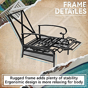 Patiomore Patio Adjustable Lounge Chair, Outdoor Recliner Metal Automatic Chaise Chair with Removable Cushions, Blue