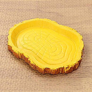 POPETPOP Water and Food Dish for Reptiles-Resin Simulated Bowl for Snake,Tortoise,Lizard,Frogs Reptile Water Dish