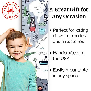 Headwaters Studio Height Chart for Kids Wood - Growth Chart for Wall Kids Growth Chart for Kids Size Chart Height Tracker Height Ruler Kids Height Chart for Wall, Wanderlust with Animals - 63" x 6.7"