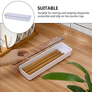 Cabilock Flatware Tray With Lid Kitchen Drawer Organizer With Lid And Drainer Plastic Kitchen Cutlery Tray and Utensil Storage Container with Cover (White)
