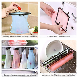 SUN Gifts: Set of 3 Reusable Silicone Food Storage Bags - Foldable, Leakproof, Freezable, Microwavable, Dishwasher Safe Bag - Plan To Carry Snack Or Marinade Meat, Veggies.