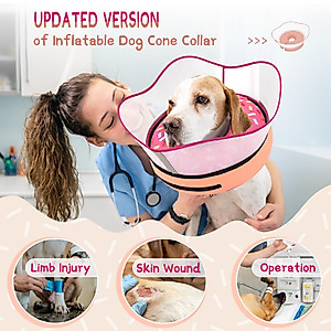 Supet Raised Inflatable Dog Cone Collar to Stop Licking, Soft Dog Cone Alternative After Surgery, Dog Neck Donut Collar for Small Medium Large Dogs