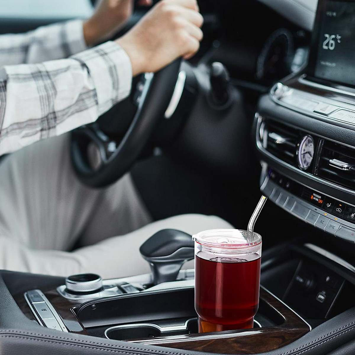 Dingerjar Glass Tumbler with Lid and Straw, Borosilicate Glass Iced Coffee Cup Smoothie Cups 24 oz/750ml for Hot or Cold Drinks