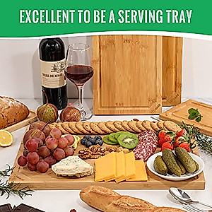 Hiware Extra Large Bamboo Cutting Board for Kitchen, Heavy Duty Wood Cutting Boards with Juice Groove, 100% Organic Bamboo, Pre Oiled, 18" x 12"