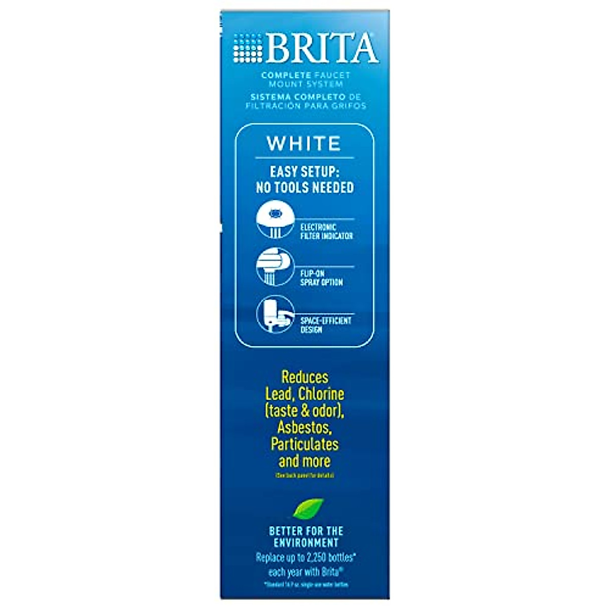 Brita Complete Faucet Mount Water Filtration System, BPA-Free Faucet Water Purifier for Sink, Filter Replaces 2,250 Plastic Water Bottles a Year, Lasts Four Months, Includes 1 System/1 Filter, White