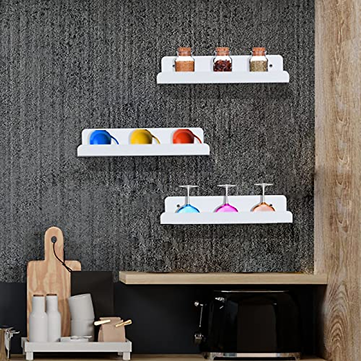 Plantex Acrylic Shelf- Floating Wall Ledge Display Shelf for Bathroom/Kitchen/Bedroom/Livingroom- Wall Mounted (White)