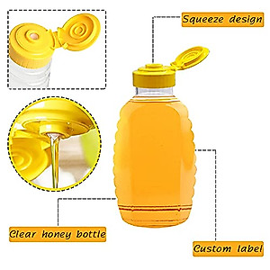 Qinsihwn 8 Pack 16oz Clear Plastic Honey Bottles,Refillable Food Grade Honey Container,Squeeze Honey Bottle With Leak Proof Flip-Top Caps for Storing and Dispensing