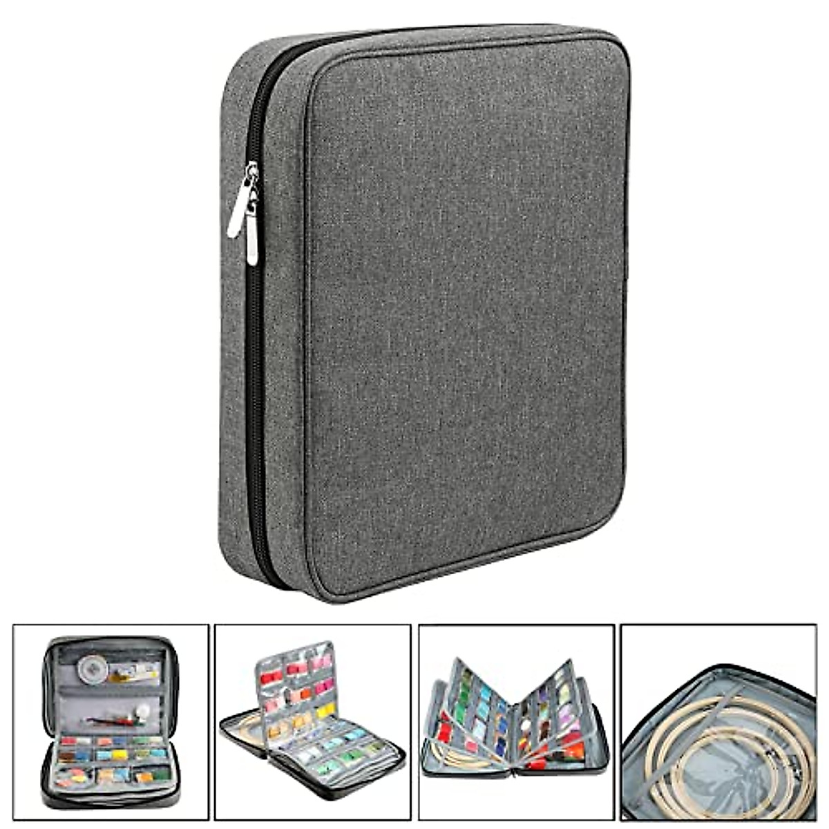 B Baosity Sewing Accessories Organizer with Clear Pockets, Sewing Supplies Organizer Storage Bag for Embroidery Hoop, Stitch Tools, Gray