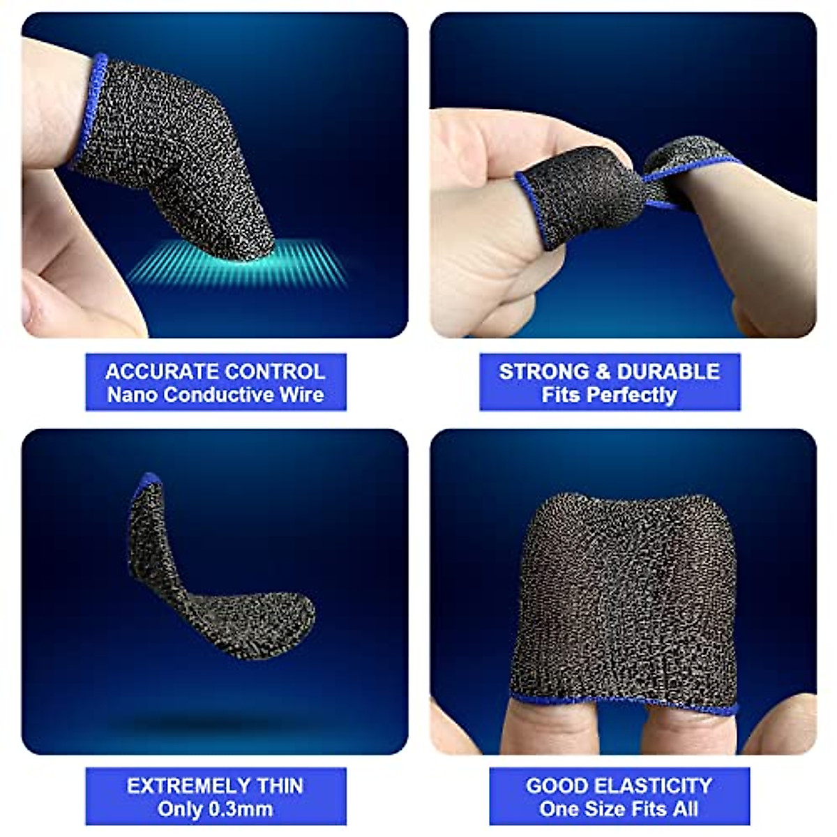 50 PCS Silver Fiber Gaming Finger Sleeves,Mobile Phone Game Controller Finger Thumb Sleeves Finger Seamless Touchscreen Anti-Sweat Breathable Finger Covers,for League of Legend, PUBG,Rules of Survival