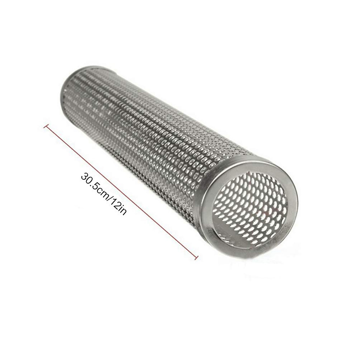 Stainless Steel Perforated Wood Pellet Tube Smoker, Smoke Tube Box for Pellets Grill BBQ, Cold Hot Barbecue Smoker Generator for Electric, Gas, Charcoal Grill or Smoker (Silver)