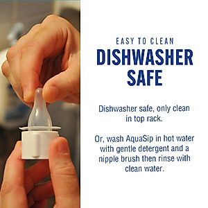 Baby Buddy AquaSip Silicone Water Bottle Spout Adapter, Spill Proof, Reusable, and BPA Free, White, 2 Pack