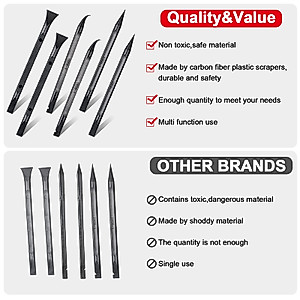 Honoson 6 Pcs Plastic Scraper Cleaning Tool Carbon Fiber Lottery Ticket Scratcher Tool Multi Purpose Stiff Scraper Pen Shaped Scraper for Tight Spaces, Kitchen, Crevices, Food, Paint(Black)