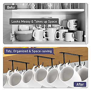 VIAV Coffee Cup Holder-Mug Hooks Holder for Cabinet,Cup Organizer for Kitchen Cabinets and Storage Handing Coffee Cup Mug Rack for Kitchen Cabinet Organizer(2PCS)