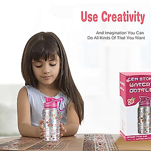 Easter Gifts for Girls, Decorate Your Own Water Bottle Kits for Girls, Birthday Gifts Age 5 6 7 8 Year Old, Arts and Crafts for Toys Kids Ages 6-8 Water Bottles Gift Ideas for School, Pink