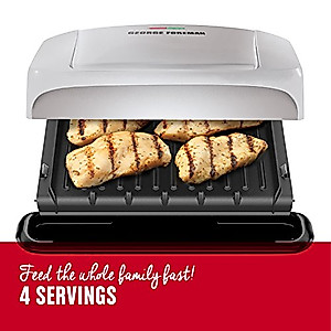 George Foreman GRP1060P Indoor Electric Grill, 4-Serving, Platinum
