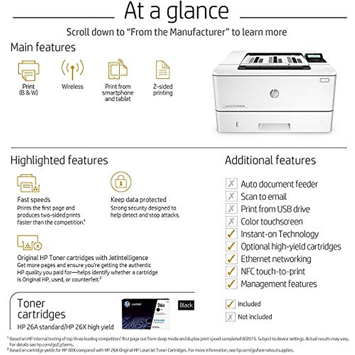 HP LaserJet Pro M402dn Laser Printer with Built-in Ethernet & Double-Sided Printing, Amazon Dash replenishment ready (C5F94A), A4