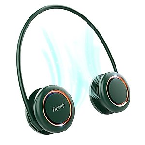 HIWUP 3000mAh Bladeless Neck Fan,Hands Free Portable Fan,Portable Fan 3 Speeds Strong Wind 360° Adjustable High Flexibility Wearable for Office Travel Outdoor (Army green)