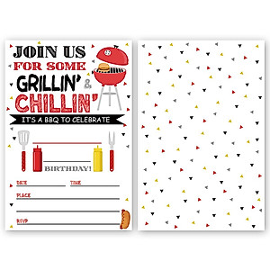 FujLoy BBQ Birthday Party Invitation, Barbecue Party Invitation, BBQ Invitation, BBQ Birthday Invitation.（059）