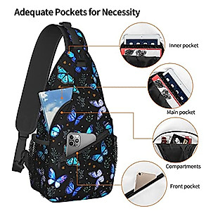 Nmbvcxz Butterflies Sling Bags Crossbody bags for Women Men Sling Backpack Travel Hiking Daypack Chest Shoulder Bag