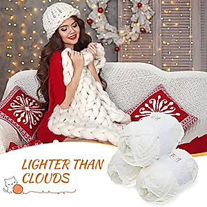 6 Pack Skeins Soft Chunky Yarn Thick White Chenille Velvet Blanket Yarn for Crochet Knitting Rug Clothes and DIY Crafts,100 Grams, 74.3 Yards