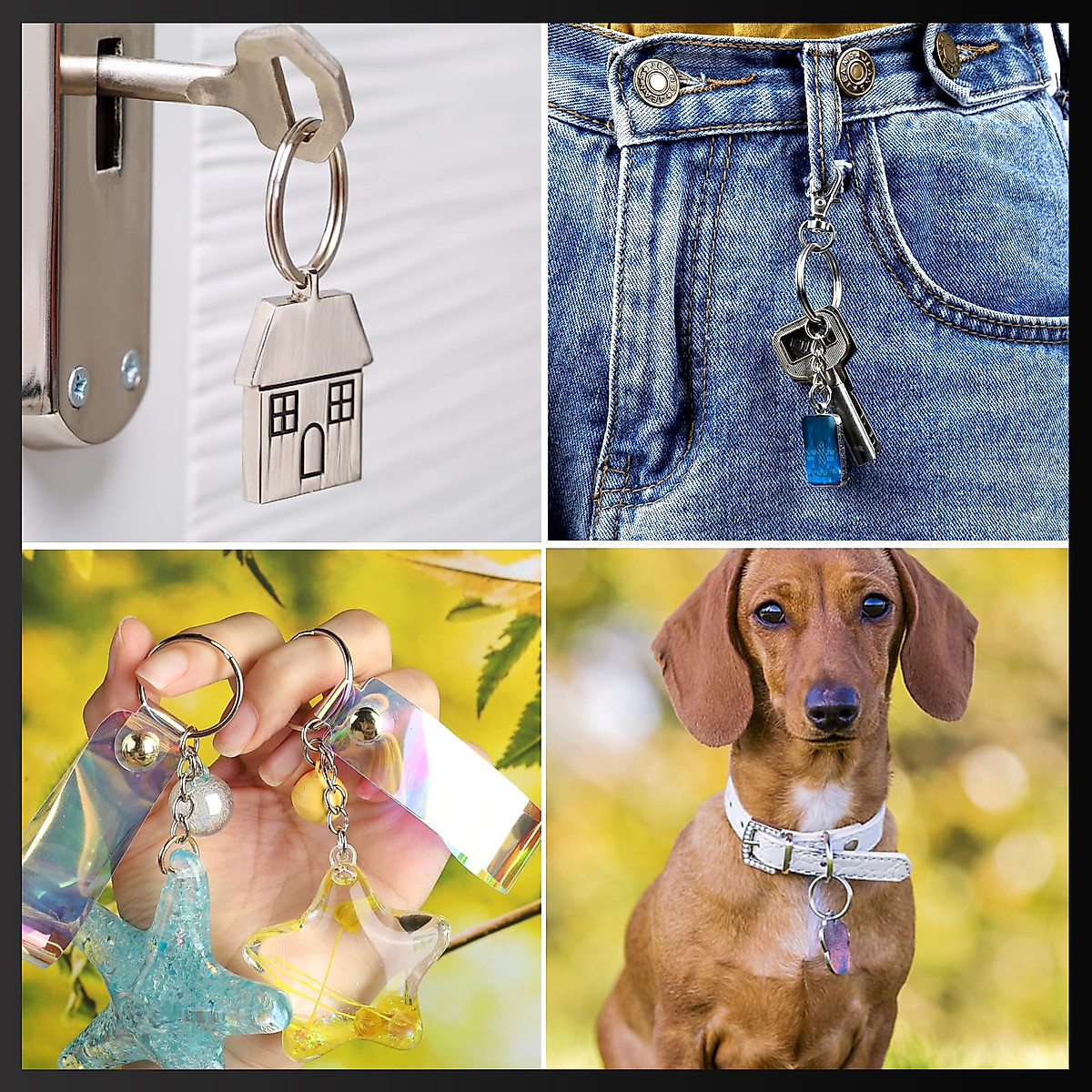 Teenitor Metal Split Keychain Ring Parts for Arts and Craft- 60 Key Chains 25mm with 26mm chains and 60pcs Open Jump Ring for Craft Key Ring