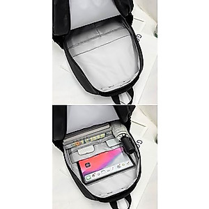 JHTPSLR Preppy Backpack with Plushies Y2K Aesthetic Backpack Sparkling Silver Stars Backpack Book Bags Cute Aesthetic Backpack (Black)