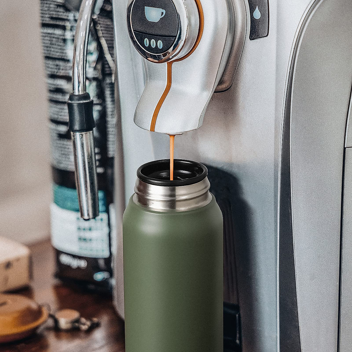 TSURUYA 14oz CoffeeThermos Vacuum Insulated Stainless Steel Travel Tea Mug, Thermos for Hot Drinks Leak Proof Coffee Tumbler with Lid for Home, Office or Car