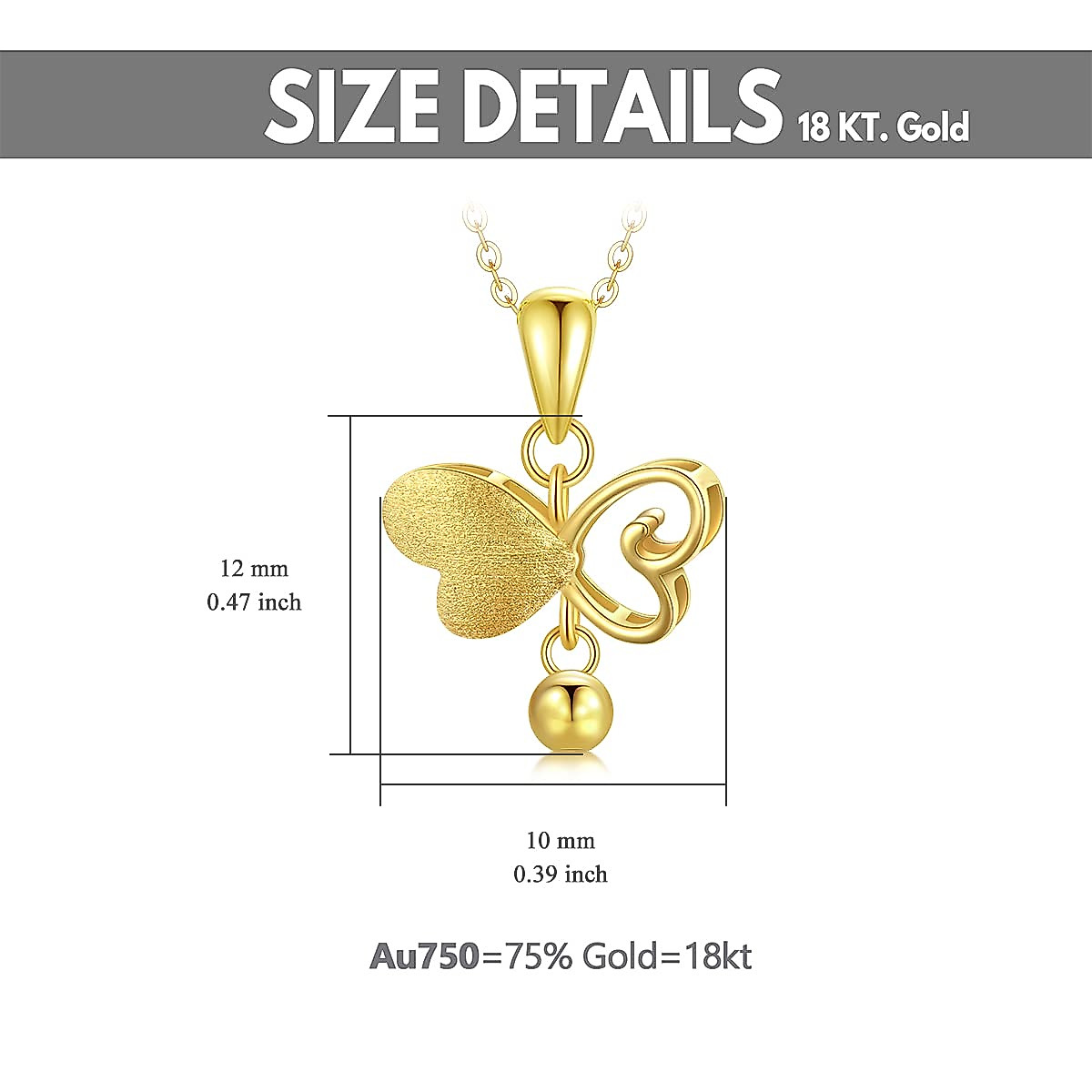 SISGEM Solid 18K Gold Butterfly Necklace for Women, Real Gold Heart Butterfly Pendant Jewelry Anniversary Christmas Gift for Her, Mom, Wife, Girls