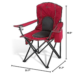 ARROWHEAD OUTDOOR Portable Folding Camping Quad Chair w/ 4-Can Cooler, Cup-Holder, Heavy-Duty Carrying Bag, Padded Armrests, Supports up to 330lbs, USA-Based Support