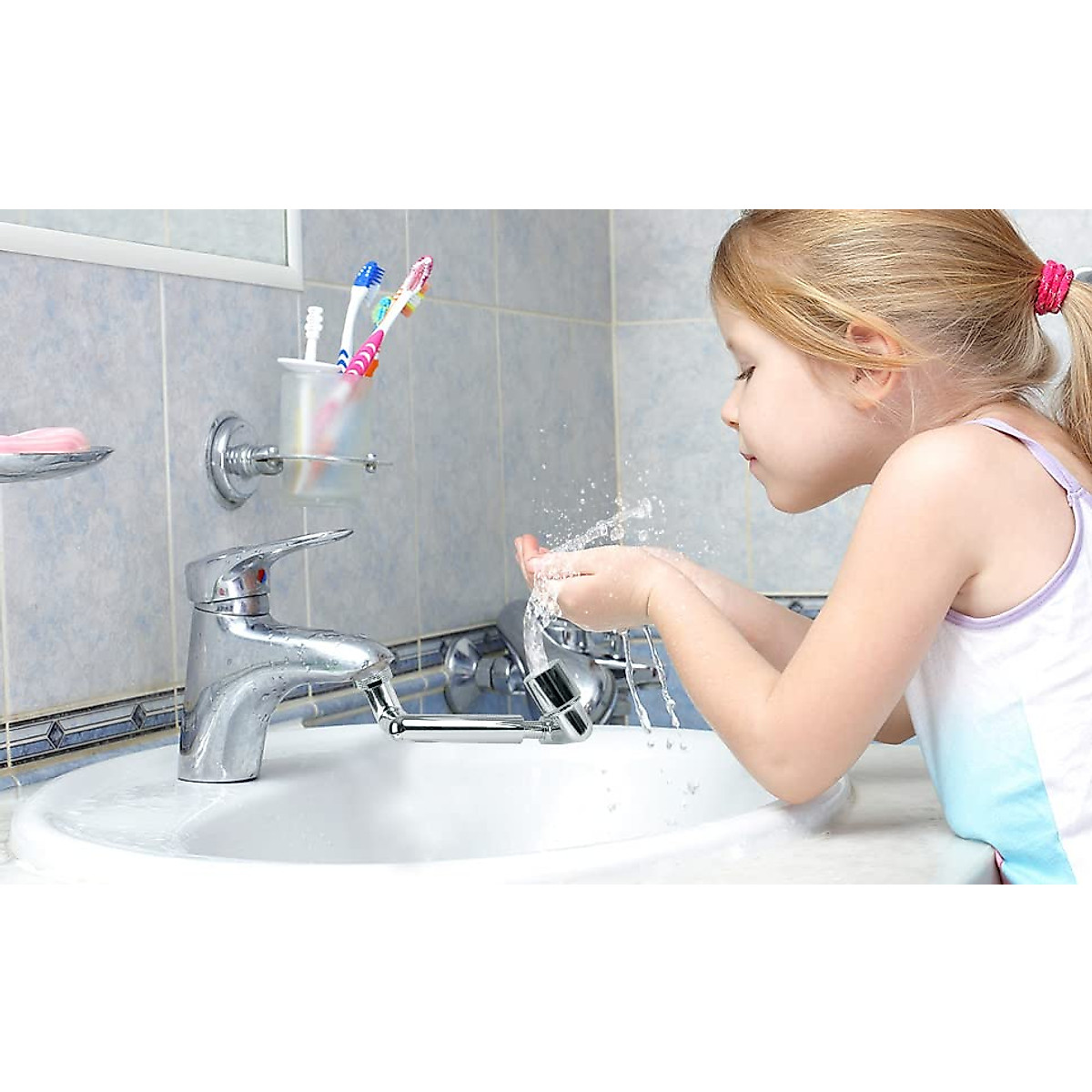 2 Pack Aihaomai 1440° Swivel Faucet Extender (1080°+360°+ Stretch),Faucet Attachment,Sink Faucet Attachment with 2 Water Modes for Kitchen or Bathroom,Foldable Sink Aerator