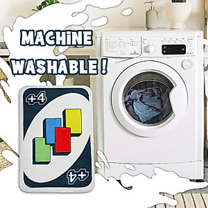 UNO Card Bathroom Rug, Character Rugs 2x3 Non Slip Washable Bedroom Rug, Cool Rugs for Living Room Funny Trippy Rugs for Bedroom Fun Unique Absorbent Rugs for Bathroom Shower Bedroom Floor Decor