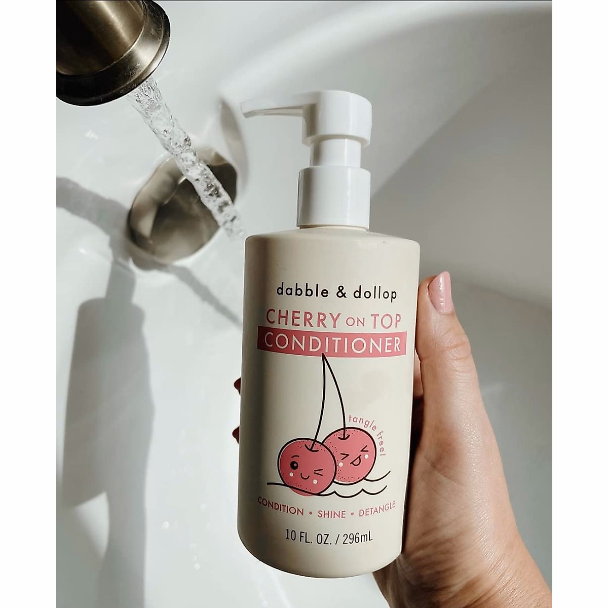 Dabble & Dollop Cherry on Top Conditioner - Natural Shine & Detangler for Kids, 100% USA-made, Paraben & Sulfate Free, Vegan, Gluten-free, Tear-Free (10oz)